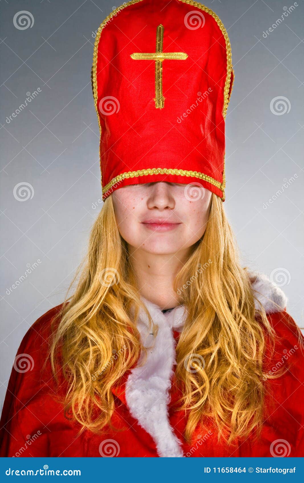 Santa Claus Girl with Hat in Her Face Stock Photo - Image of santas ...