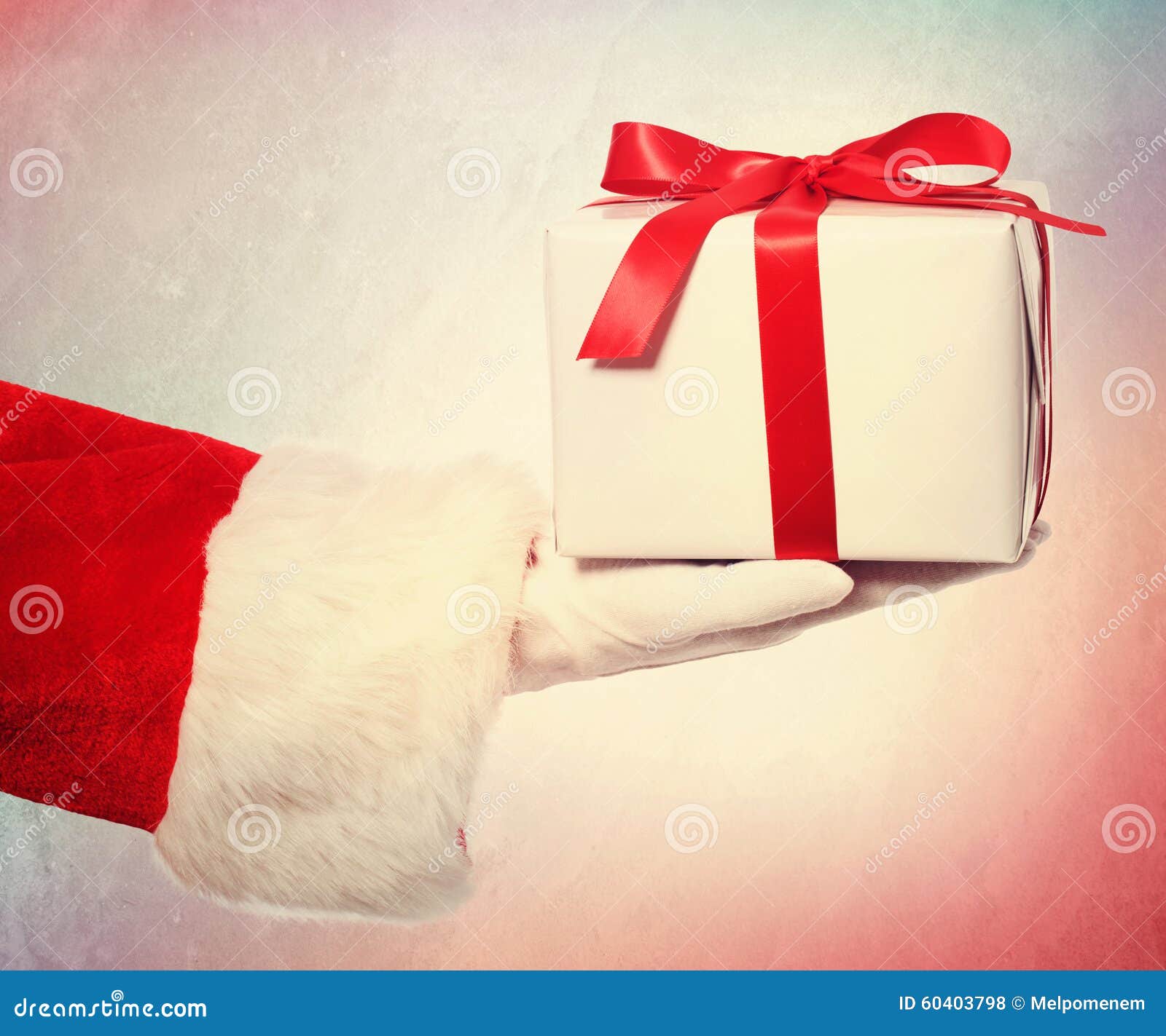 Santa Claus Giving a Christmas Gift Stock Photo - Image of hold ...