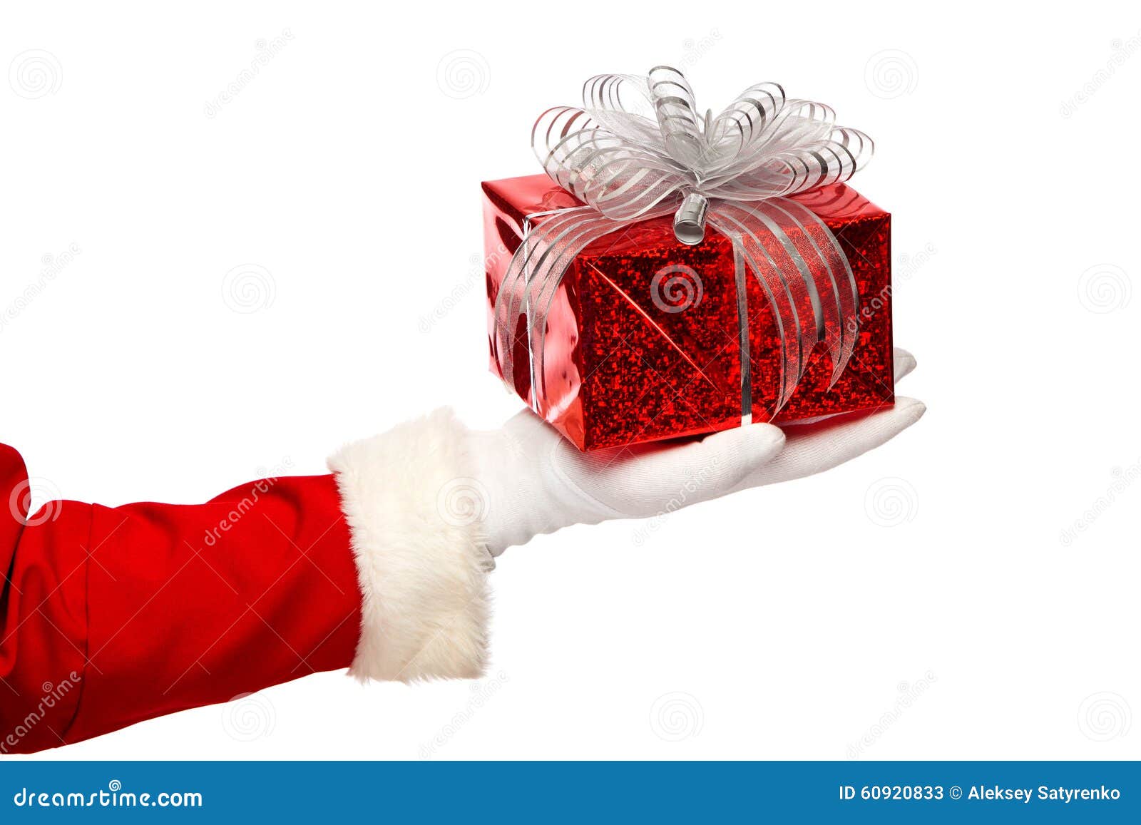 Santa Claus Giving Christmas Present Box on a Stock Image - Image of ...
