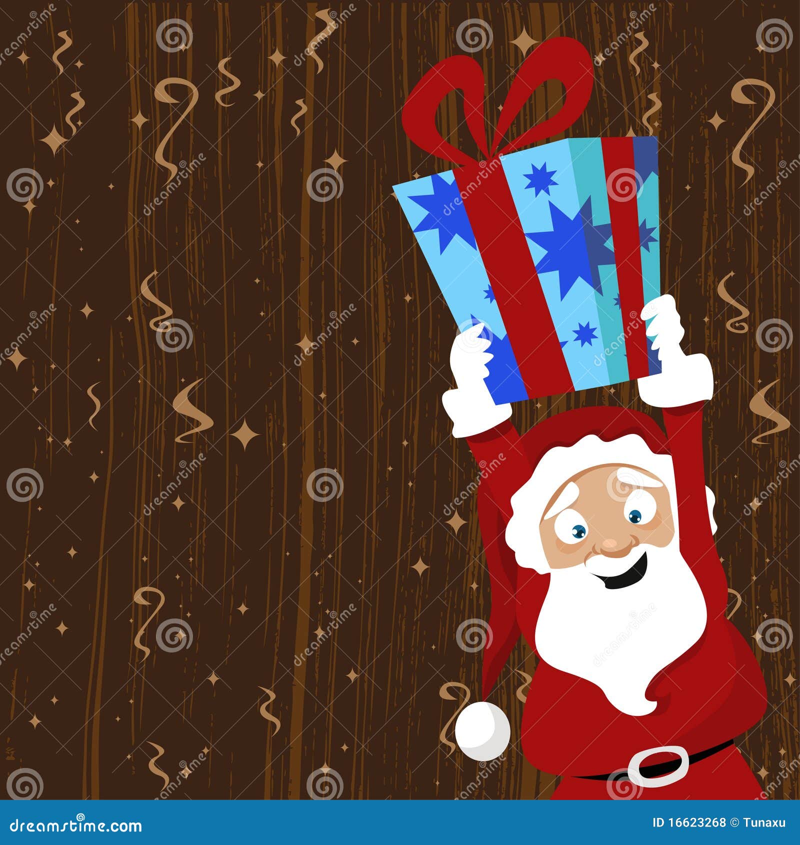 Santa claus giving gift stock vector. Illustration of ribbon - 16623268