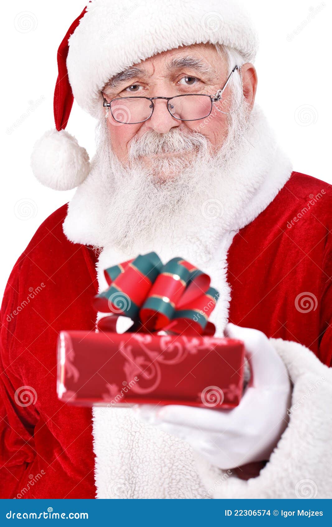 Santa Claus giving gift stock photo. Image of december - 22306574