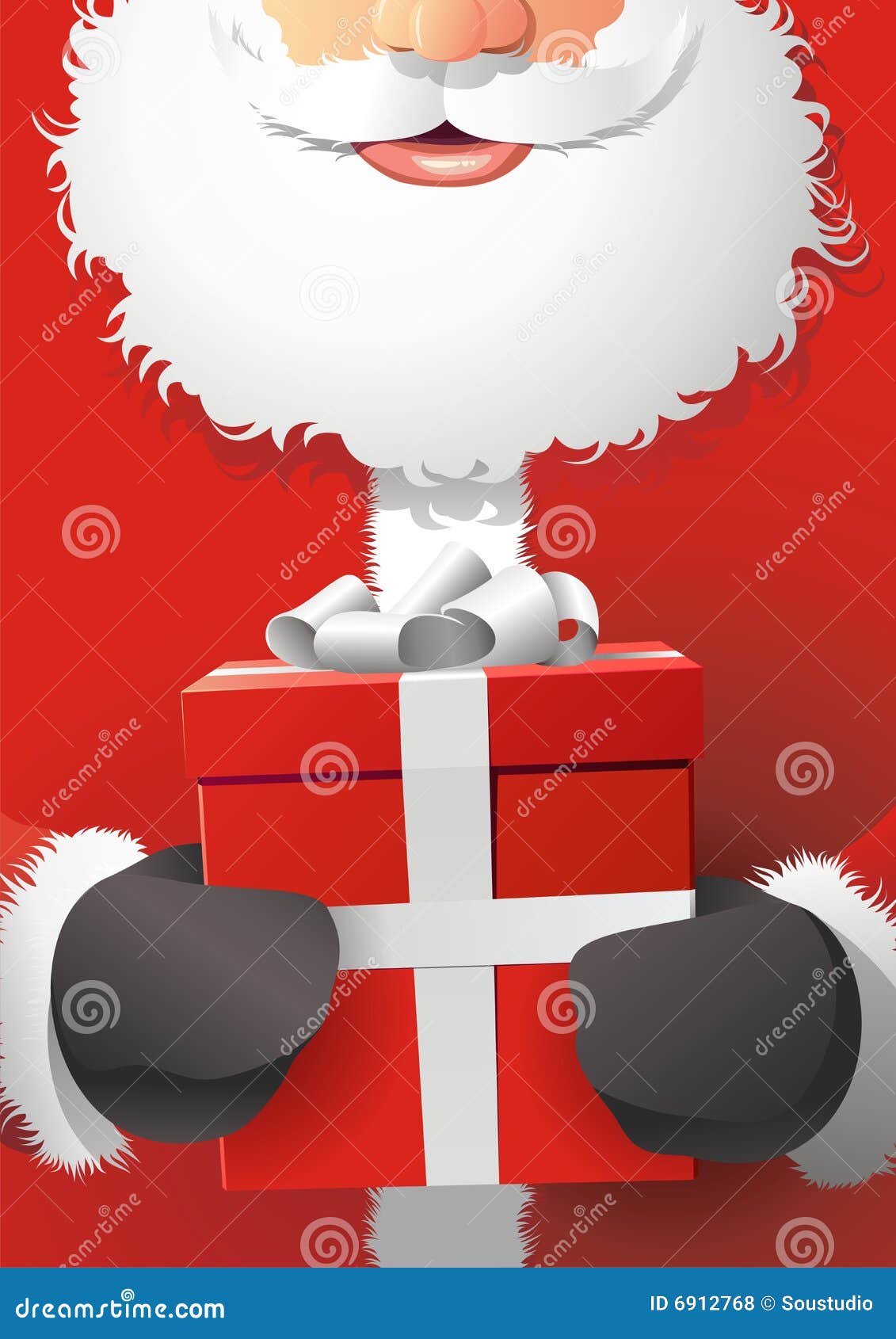 Santa Claus Giving the Gift Stock Vector - Illustration of color, hand ...