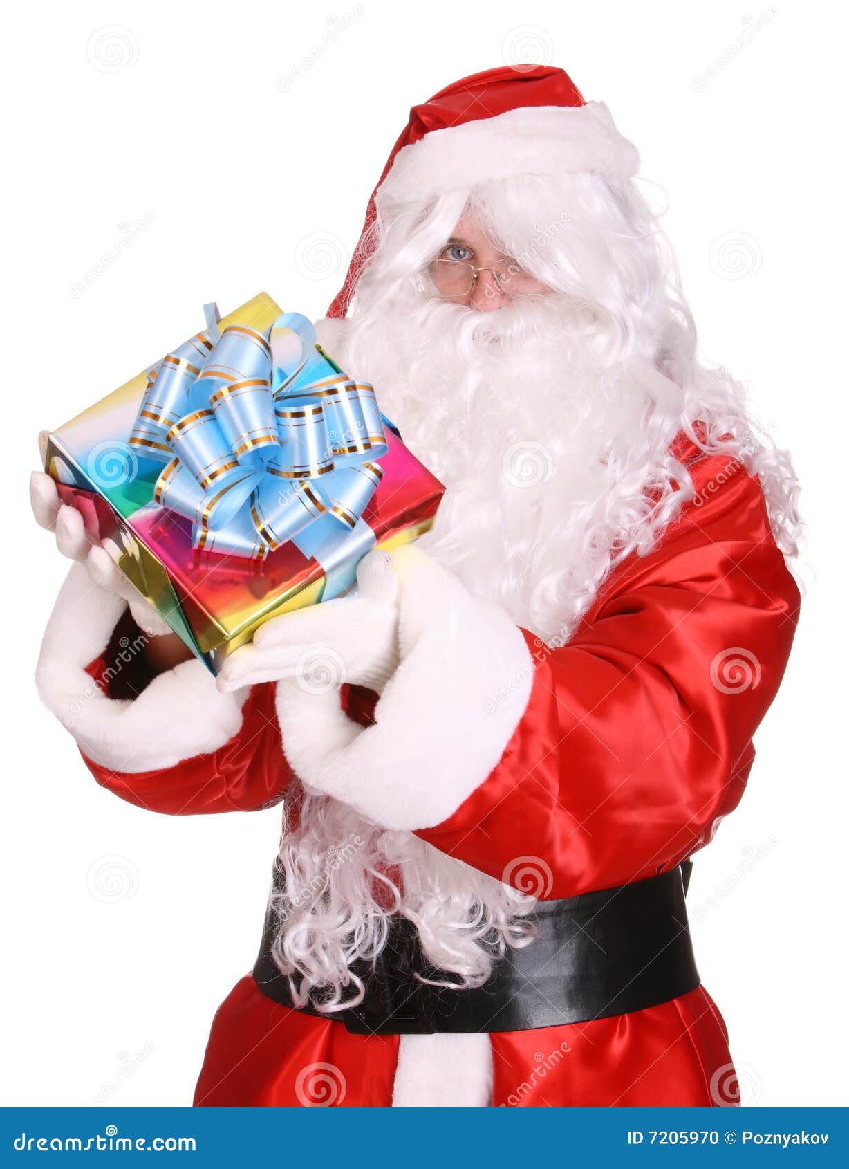 Santa Claus Giving Gift Box . Stock Photo - Image of winter, isolated ...