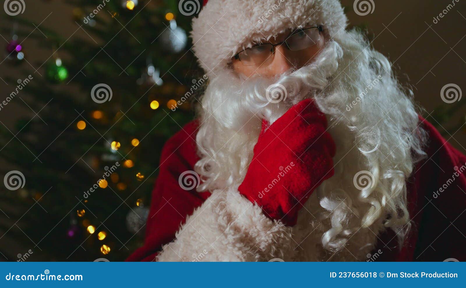 Santa claus is thinking. stock footage. Video of illuminated - 237656018