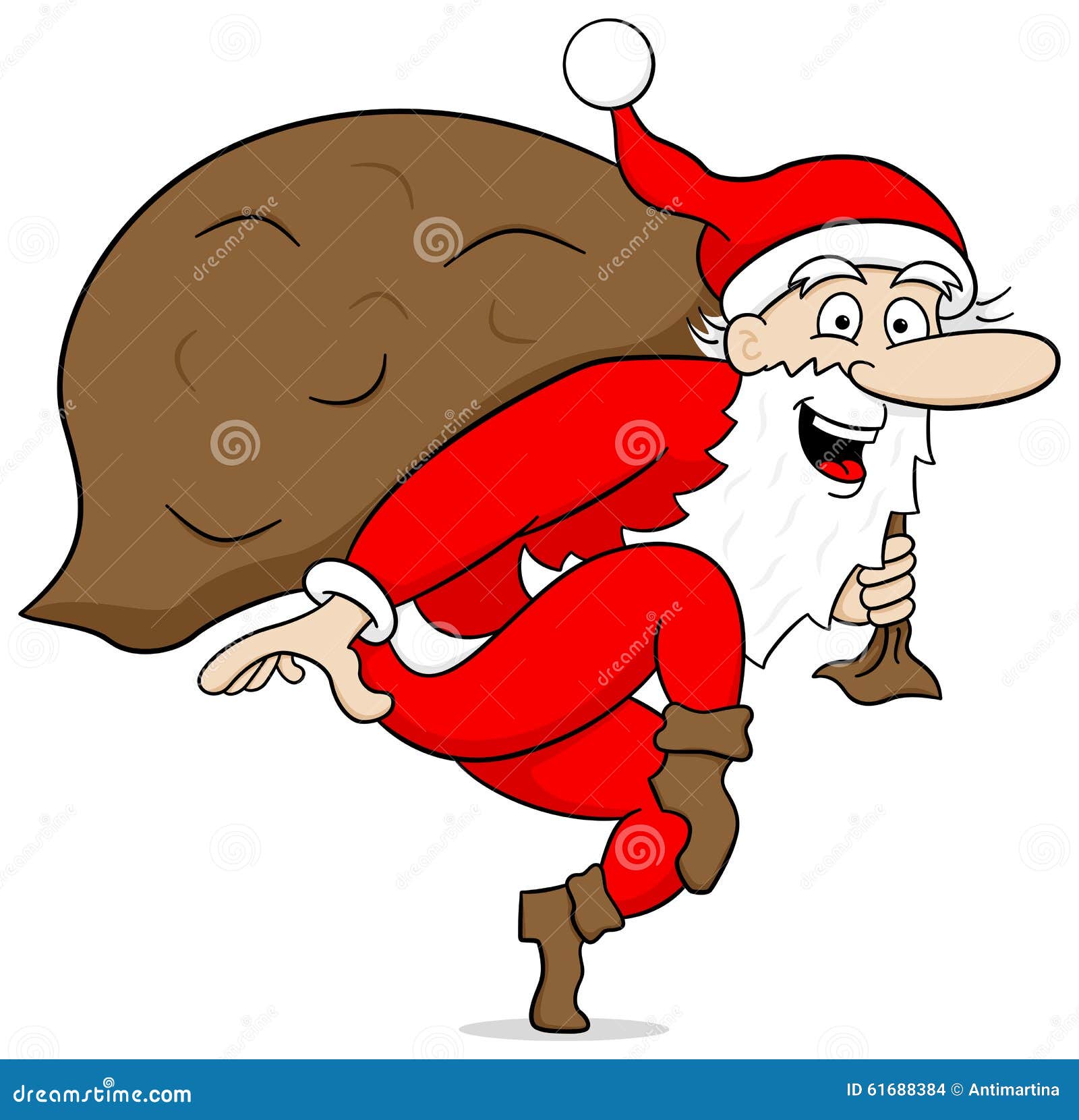 Santa claus goes on tiptoe stock vector. Illustration of vector - 61688384