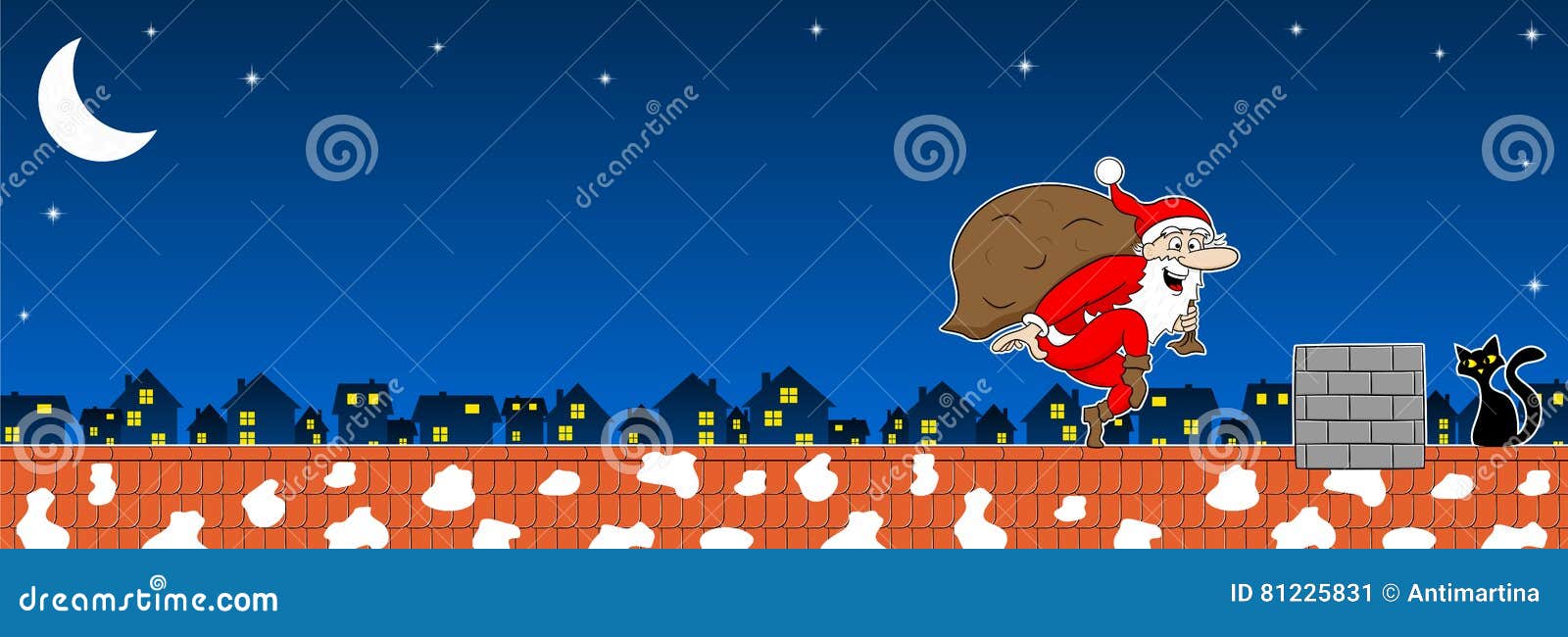 Santa claus goes on tiptoe stock vector. Illustration of walk - 81225831