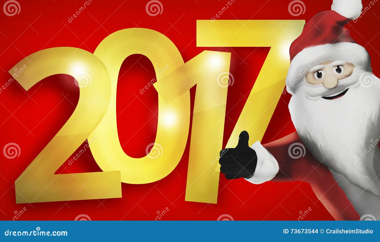 Santa Claus 2017 Golden Bold Font 3d Render Stock Illustration ...