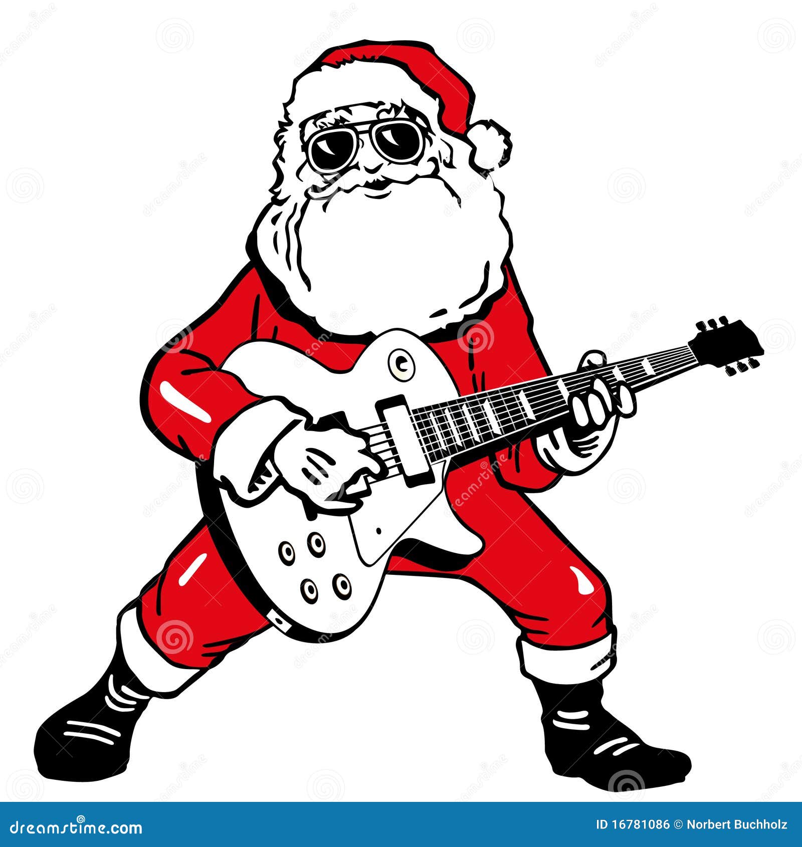 Santa Claus with guitar stock vector. Illustration of waving - 16781086