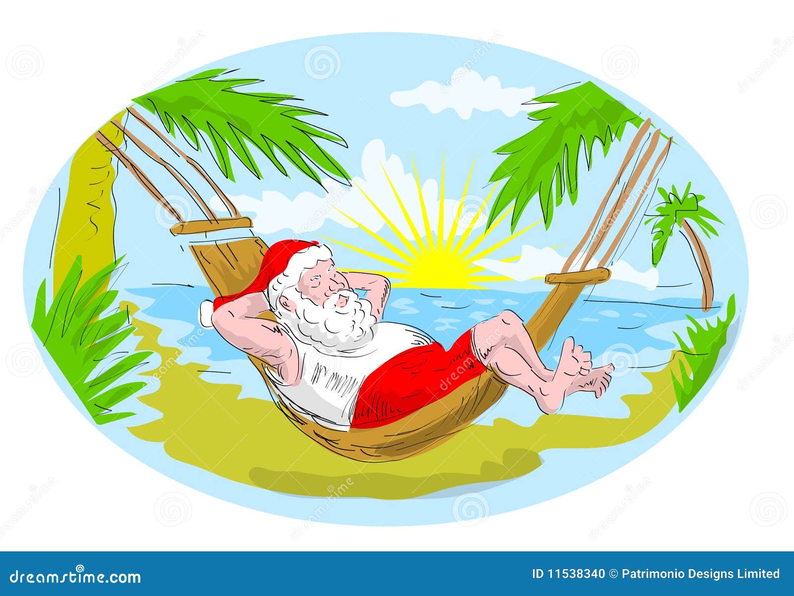 Santa claus hammock beach stock illustration. Illustration of santa ...