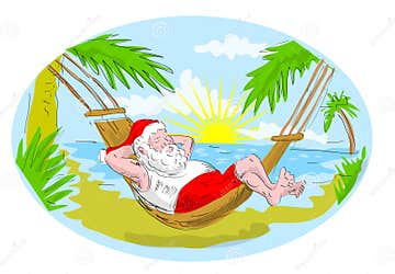 Santa claus hammock beach stock illustration. Illustration of santa ...