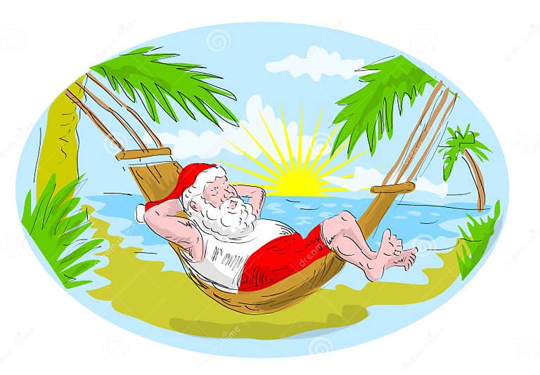 Santa claus hammock beach stock illustration. Illustration of santa ...