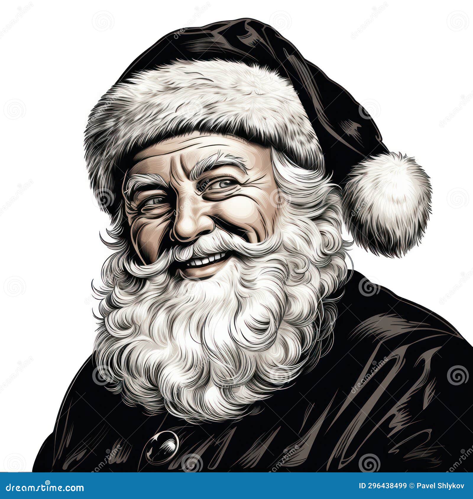 Santa Claus Head. Hand Drawn Illustration Stock Image - Image of jolly ...