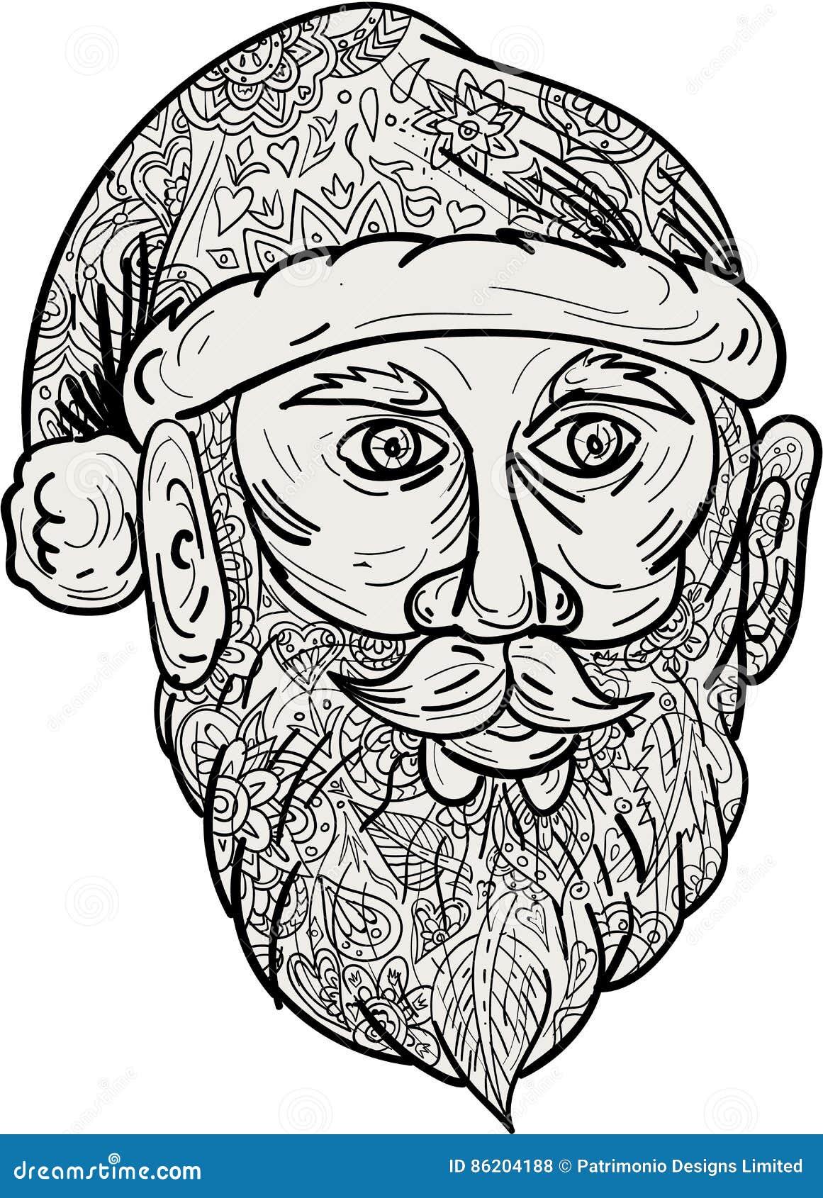 Santa Claus Head Mandala ilustración del vector. Ilustración de santa ...