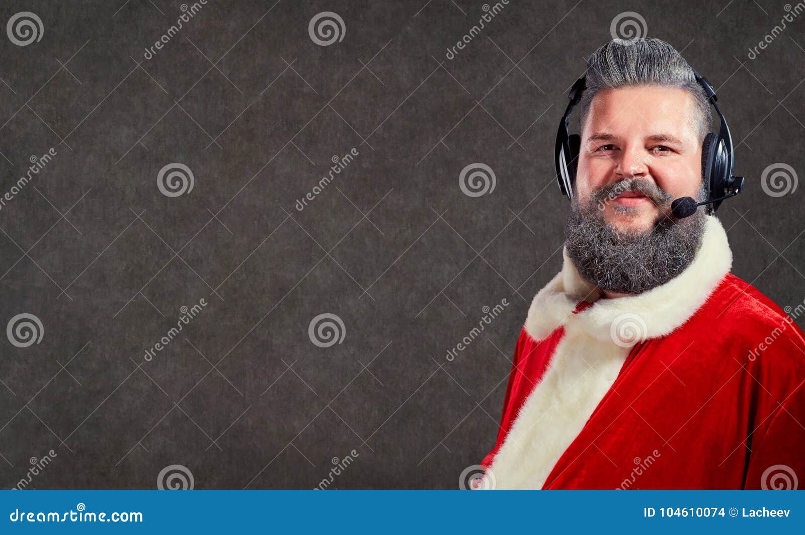 Santa Claus in a Headset Call Center Operator. Stock Photo - Image of ...