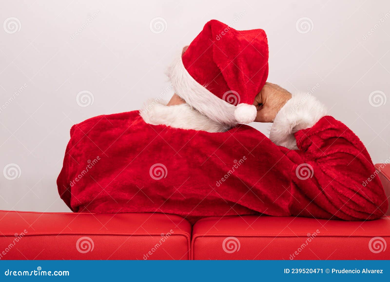 Santa claus on his back stock image. Image of sitting - 239520471