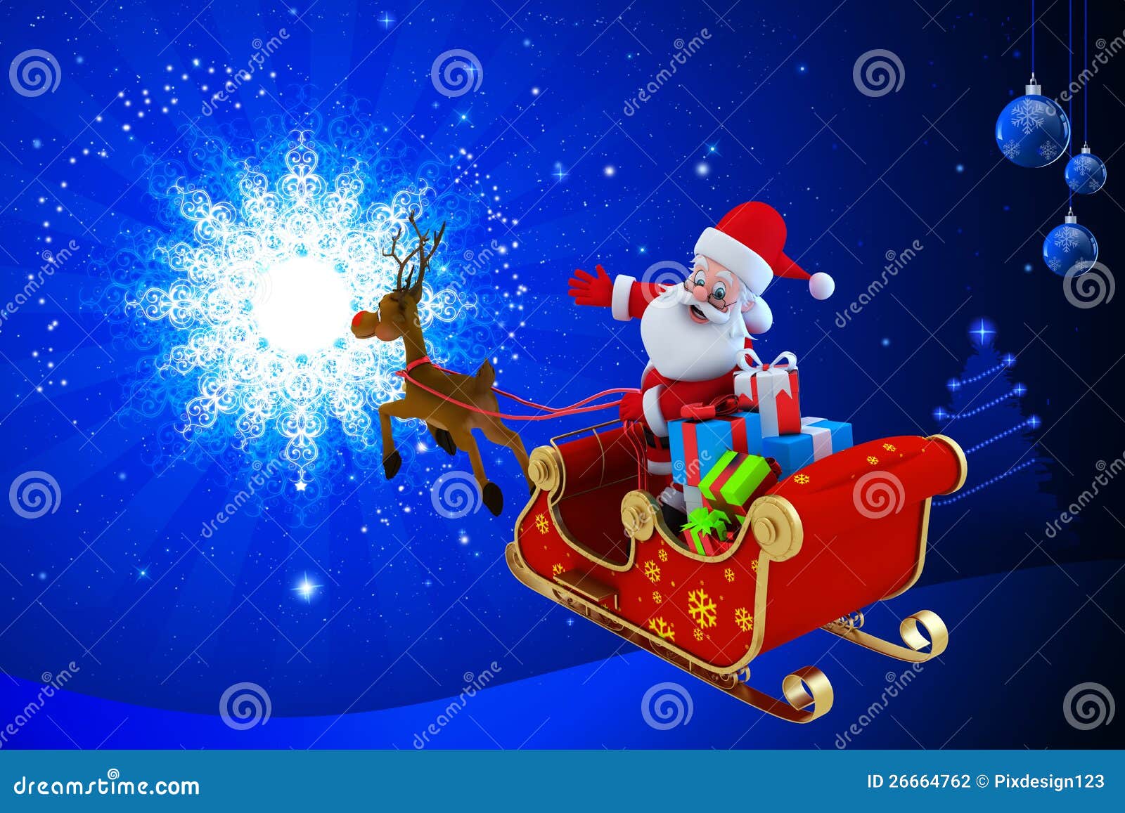 Santa Claus with His Sleigh Stock Illustration - Illustration of ...