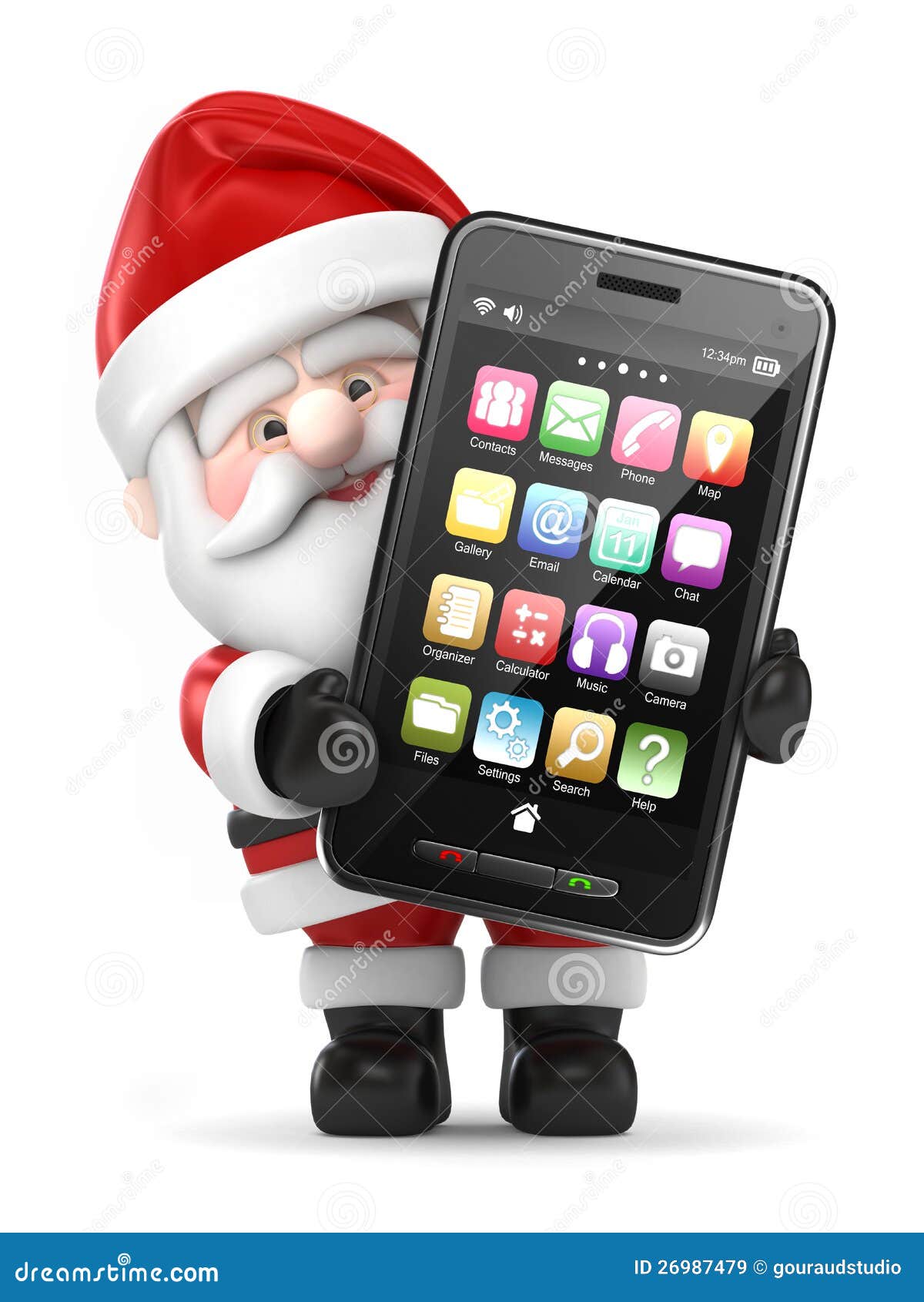 Santa Claus Holding a Big Smart Phone Stock Illustration - Illustration ...
