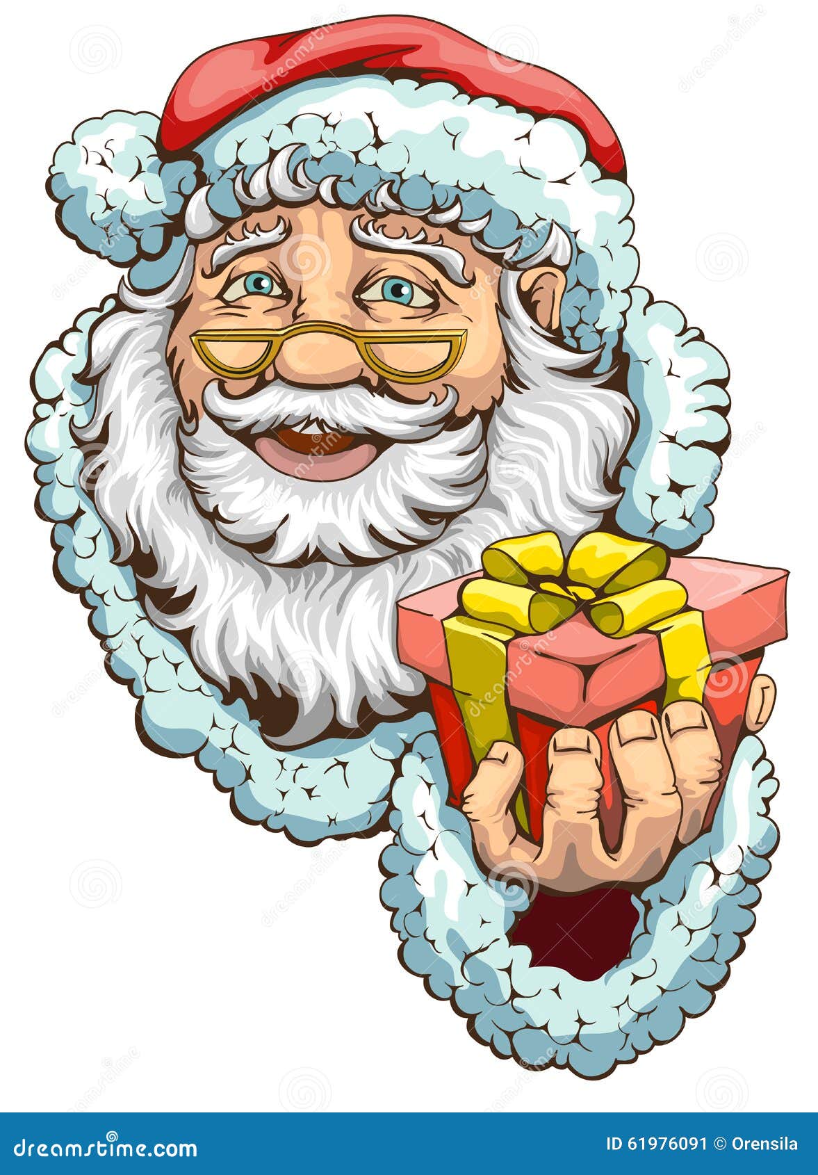 Santa Claus Holding Box with Gift Stock Vector - Illustration of ...