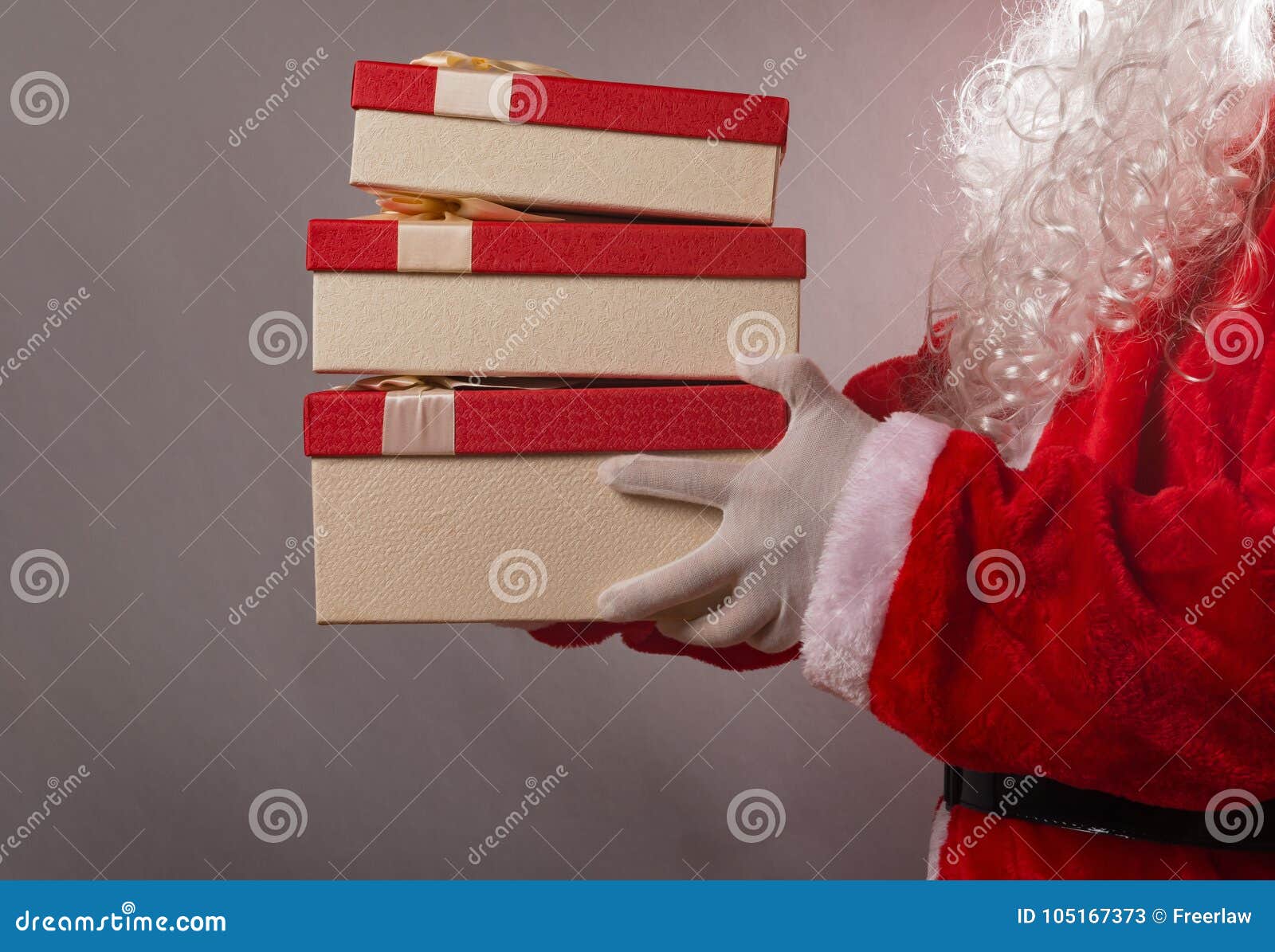 Santa Claus Holding Gift Boxes Stock Image - Image of holiday, offering ...
