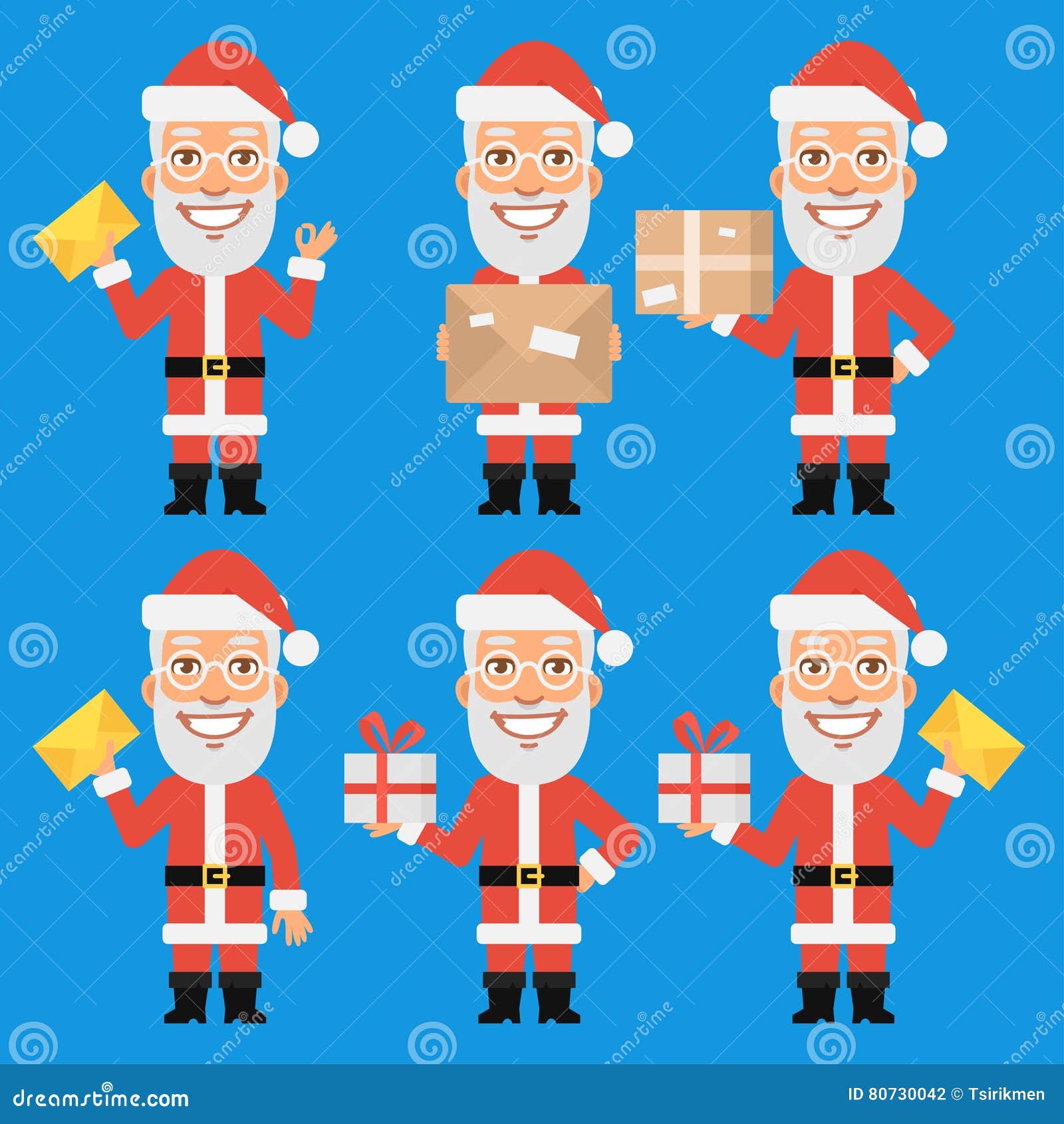 Santa Claus Holding Gift Package Letter Stock Vector - Illustration of ...
