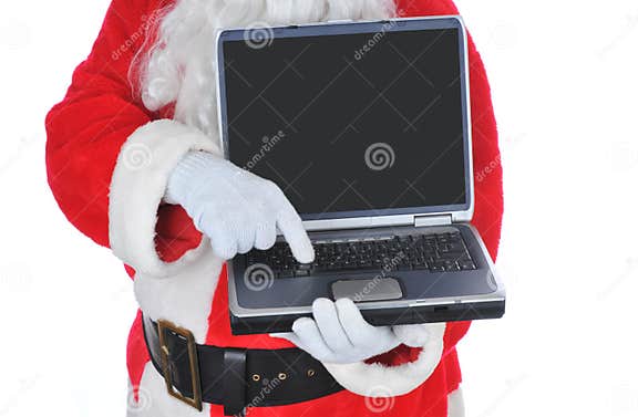 Santa Claus Holding a Laptop Computer Stock Photo - Image of holiday ...