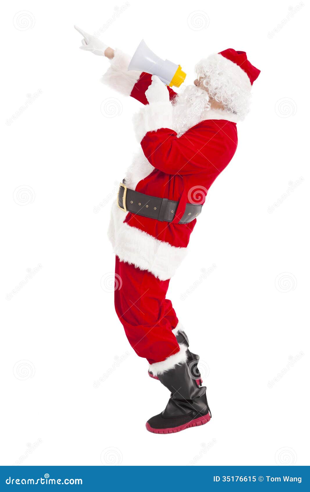 Santa Claus Holding Megaphone with Pointing Stock Image - Image of ...
