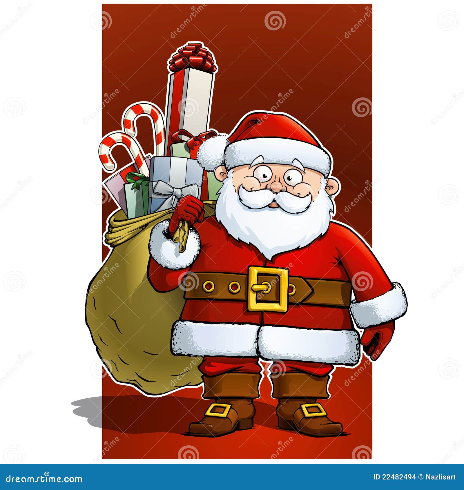 Santa Claus Holding a Sack with Christmas Presents Stock Illustration ...