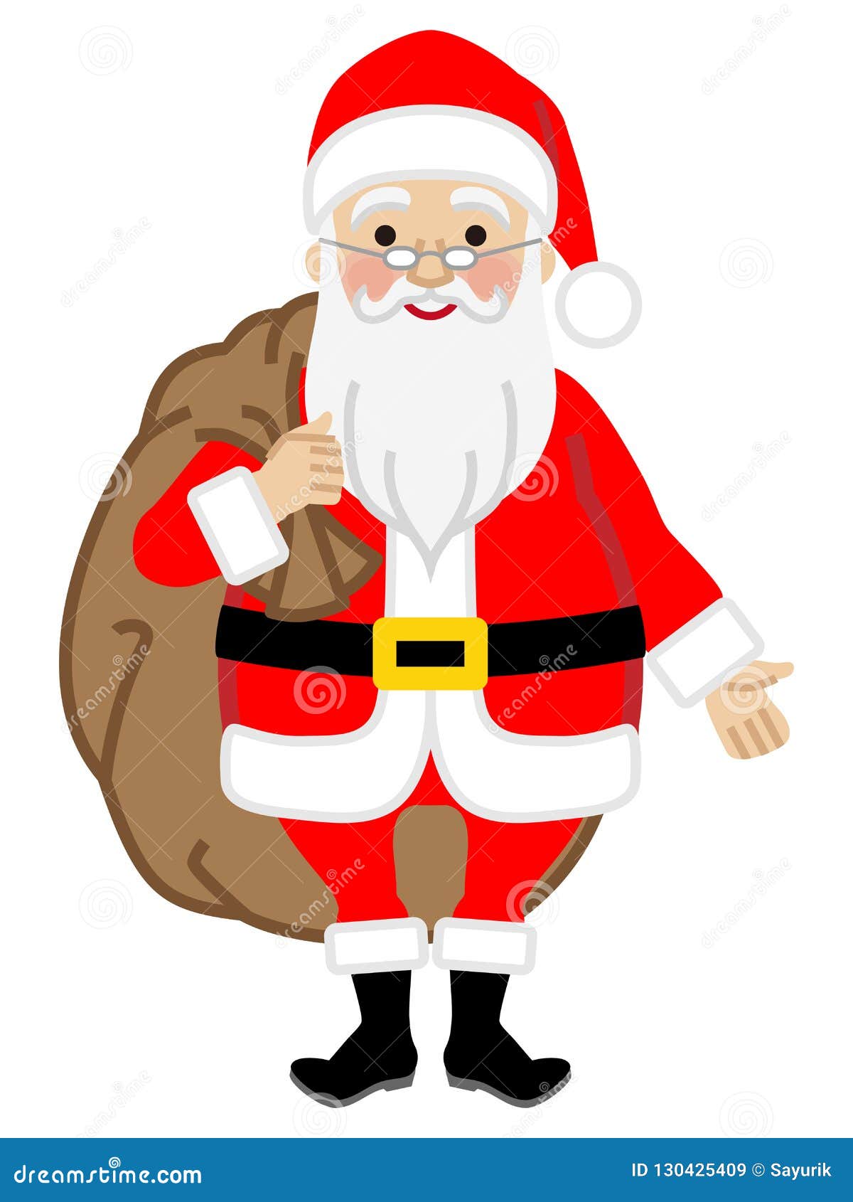 Santa Claus Holding the Sack - Front View Stock Vector - Illustration ...