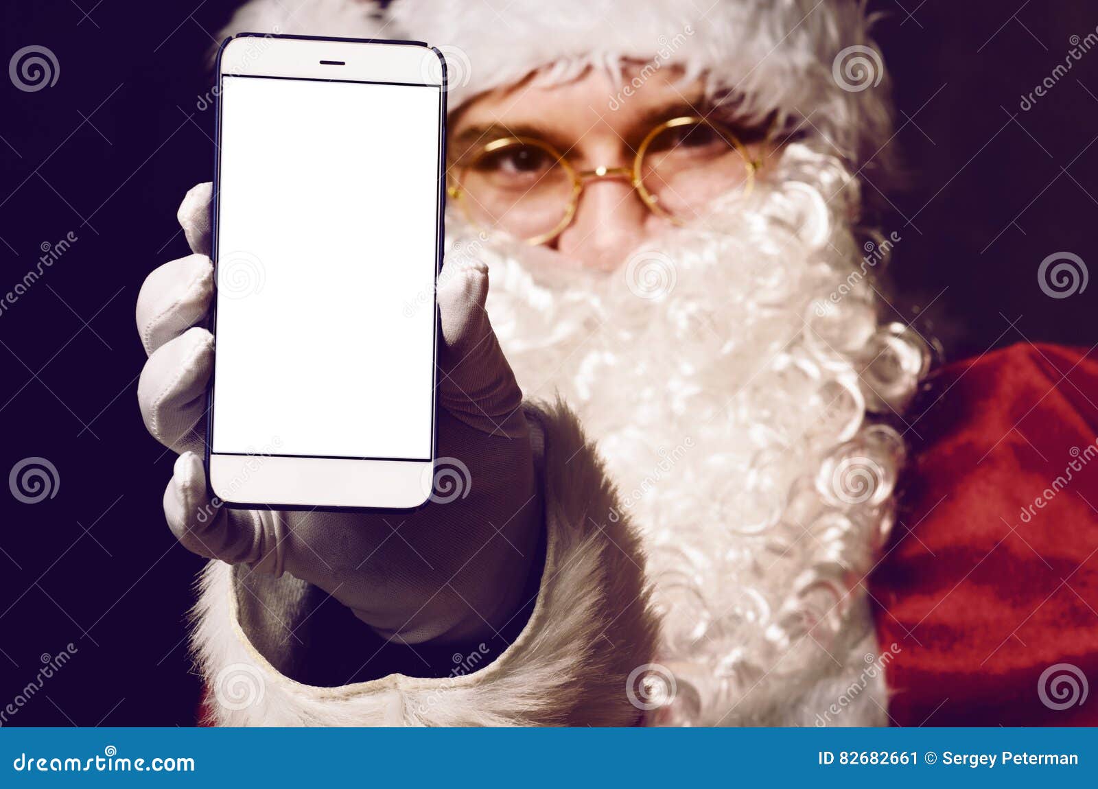 Santa Claus Holding Smartphone Stock Image - Image of decoration ...