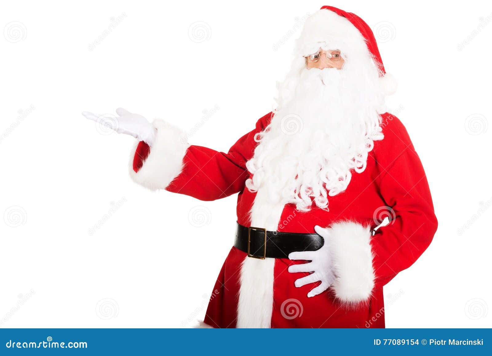 Santa Claus Holding Something Invisible Stock Photo - Image of merry ...