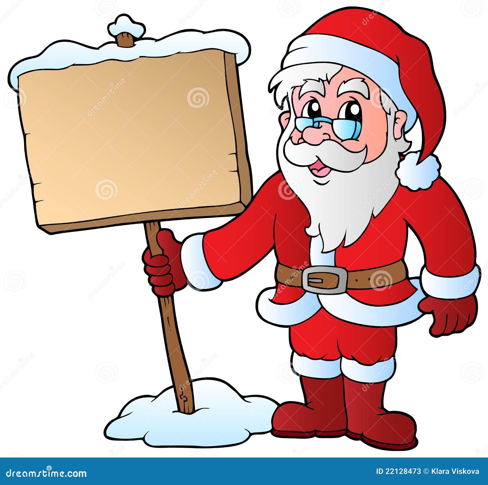 Santa Claus Holding Wooden Board Stock Vector - Illustration of cartoon ...