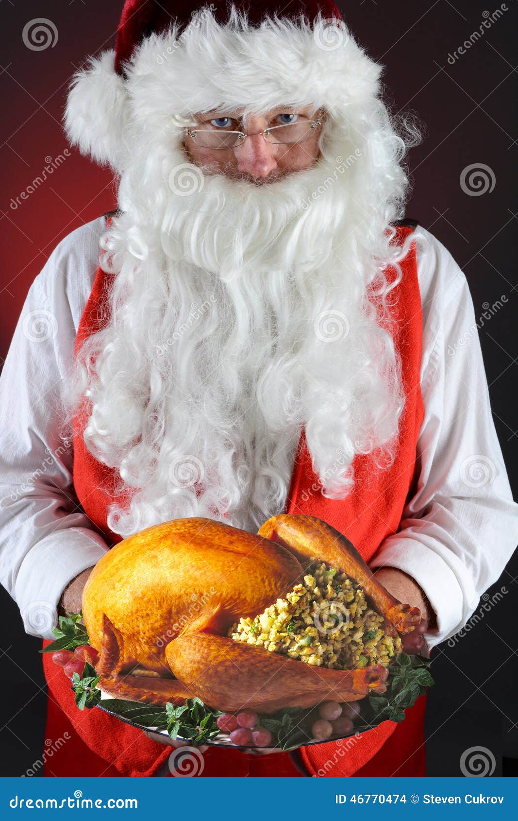 Santa Claus with Holiday Turkey Photo stock - Image du glaces, foncé ...