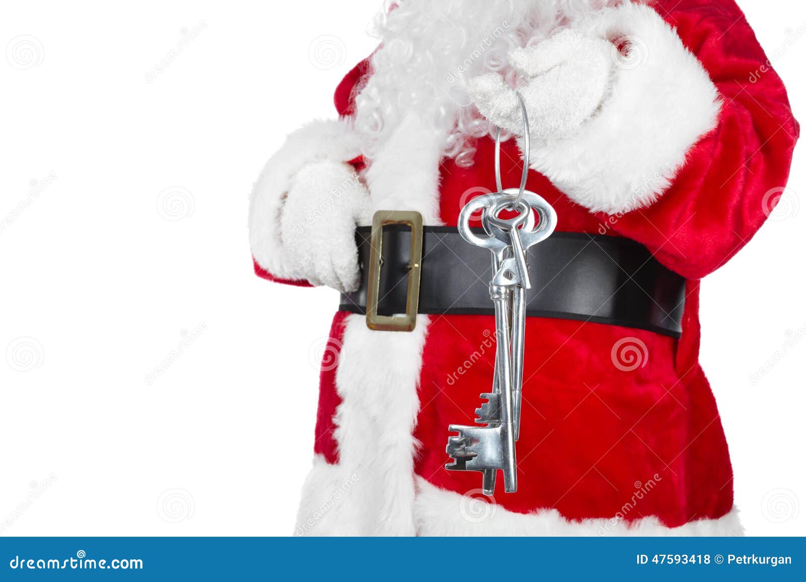 Santa Claus with home key stock photo. Image of season - 47593418
