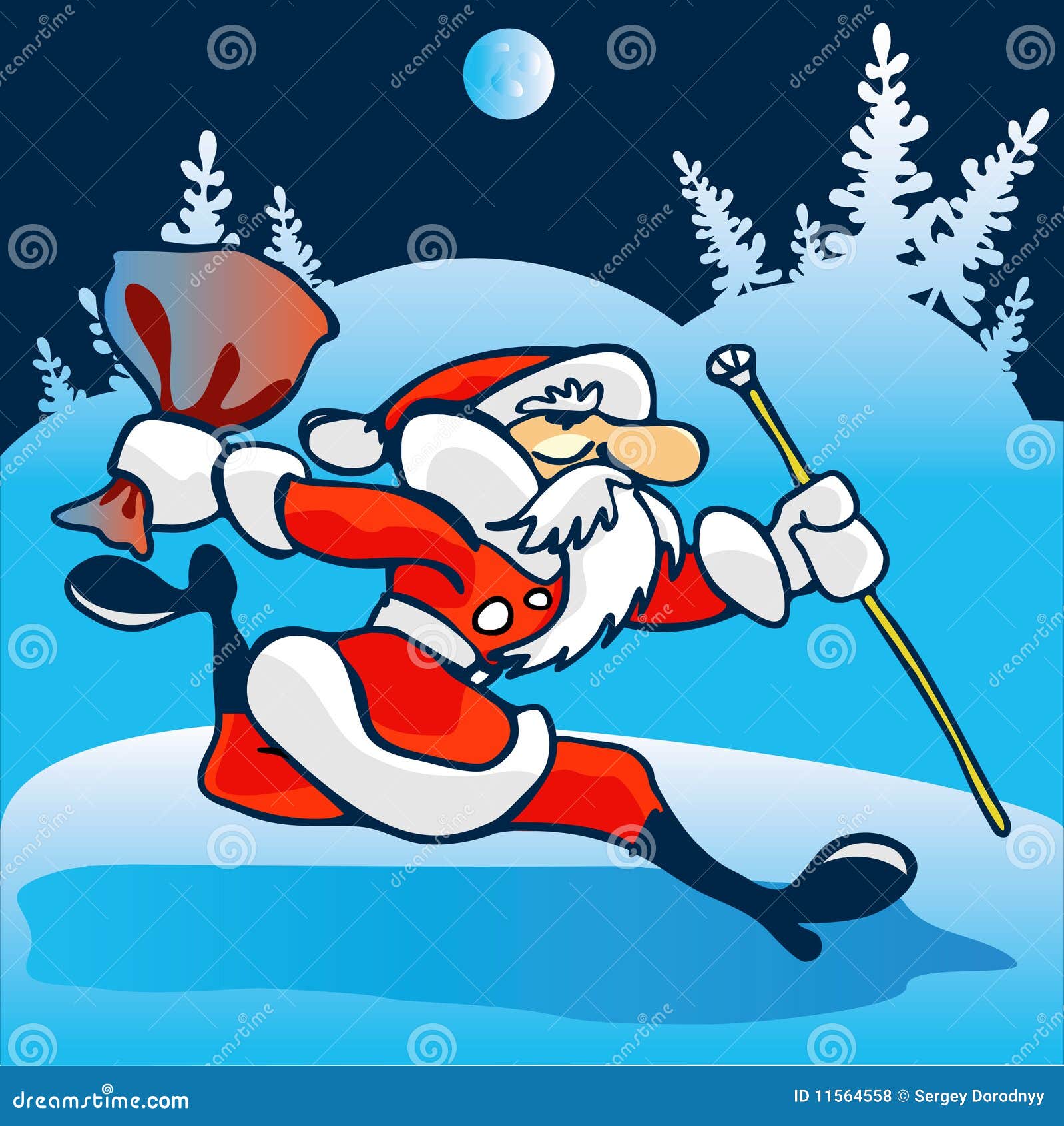 Santa Claus hurry up. stock vector. Illustration of chritmas - 11564558