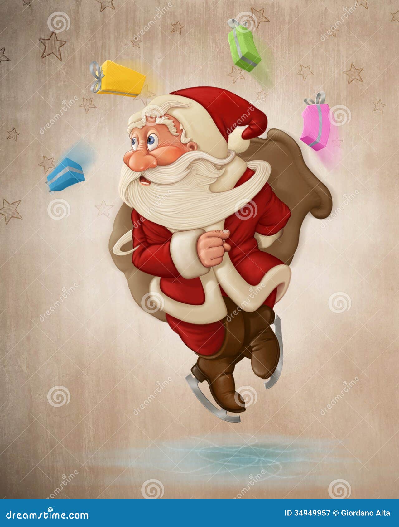 Santa Claus on ice stock illustration. Illustration of athlete - 34949957