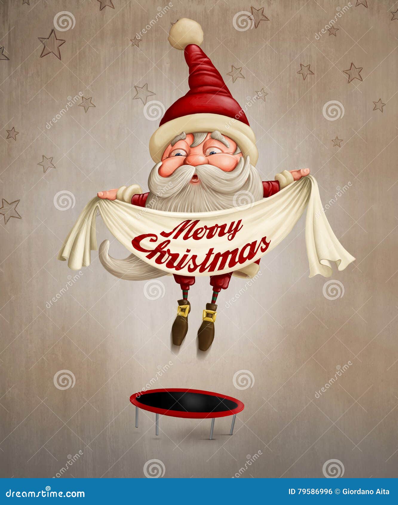 Santa Claus jumping stock illustration. Illustration of holiday - 79586996