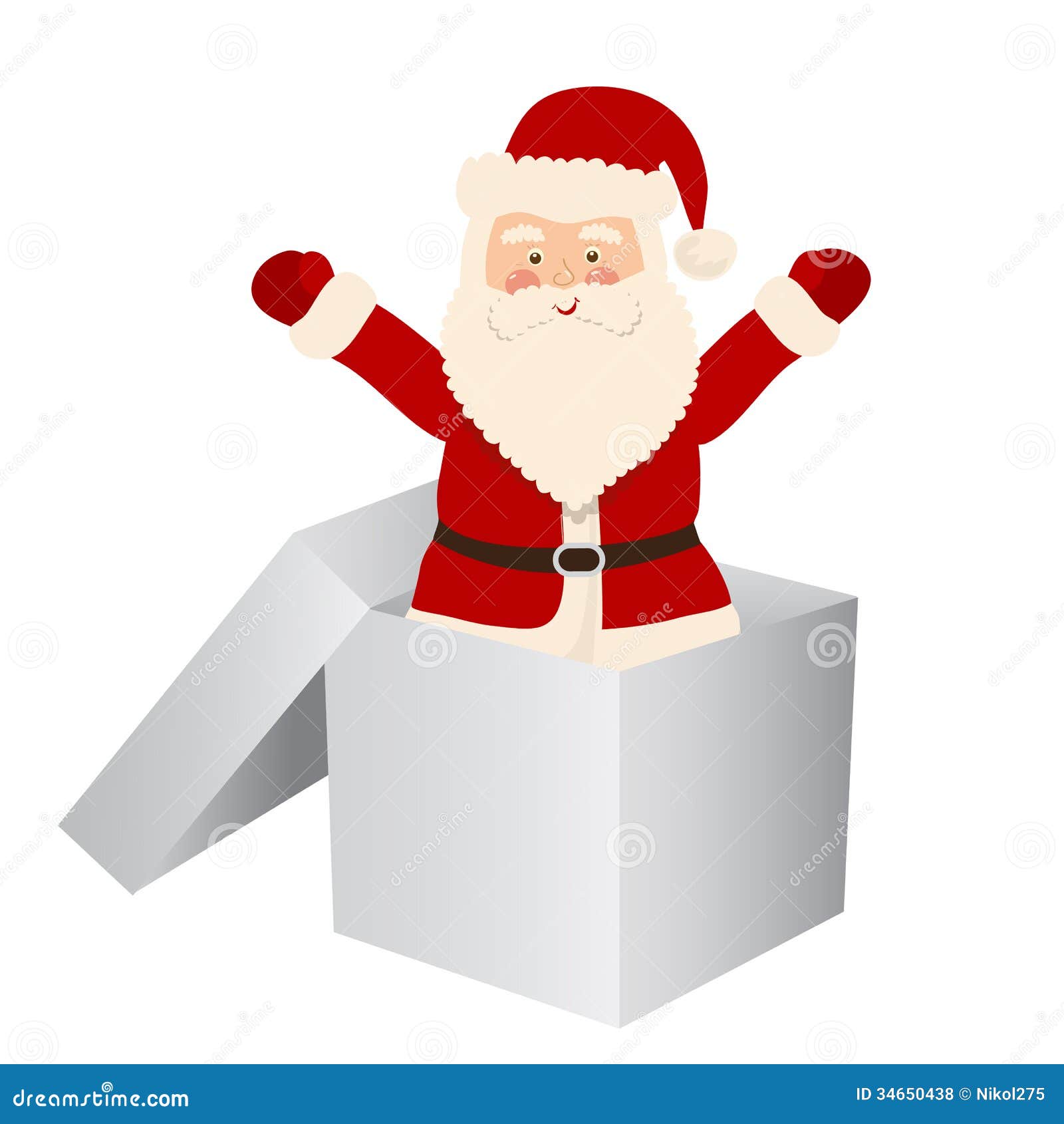 Santa Claus Jumps Out of the White Box Stock Vector - Illustration of ...