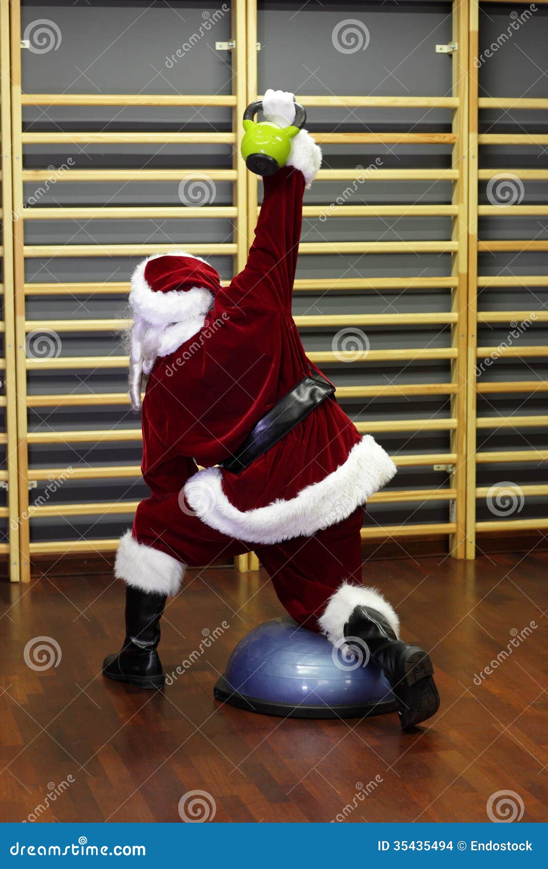 Santa Claus Kettlebells Training Stock Photo - Image of lifestyle ...