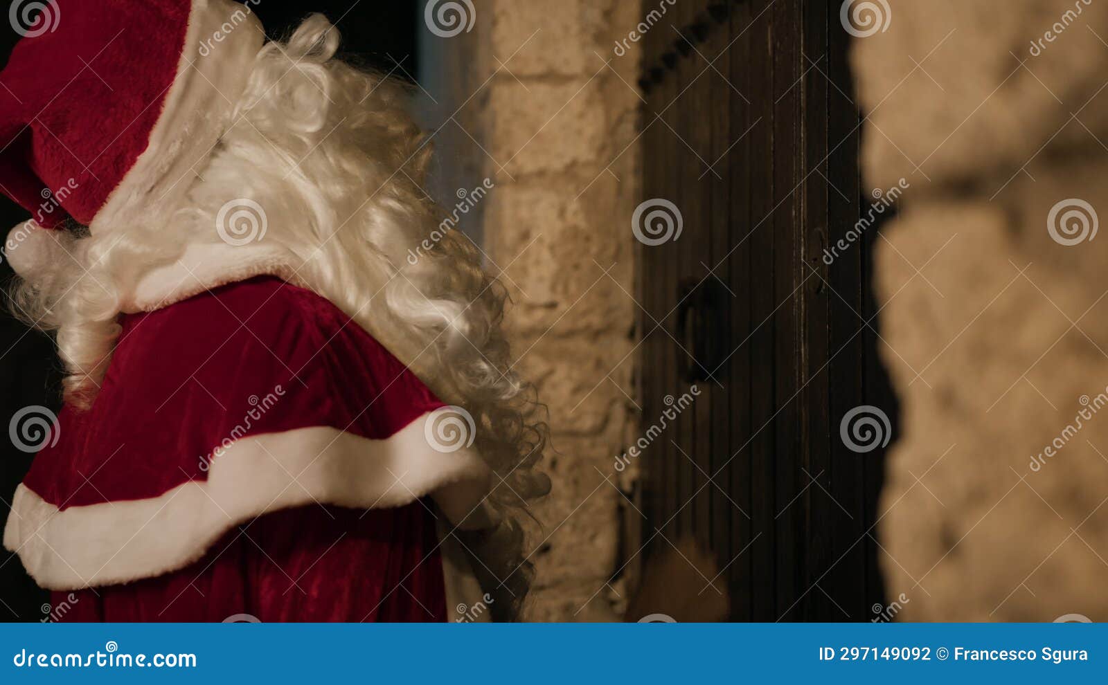 Santa Claus Knocking on an Ancient Door Stock Footage - Video of knock ...