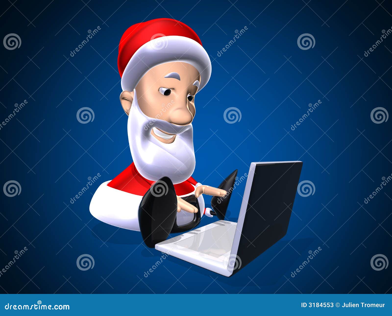 Santa Claus with a laptop stock illustration. Illustration of christmas ...