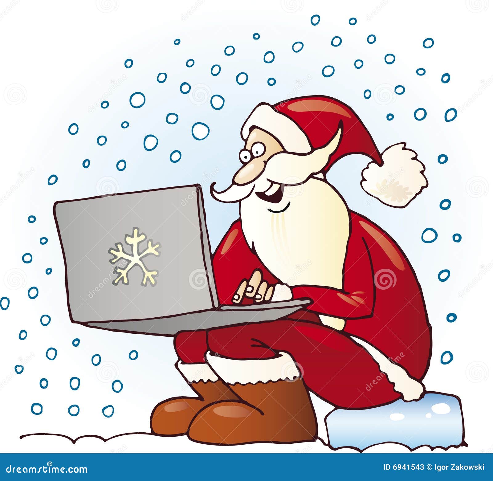 Santa claus with laptop stock vector. Illustration of funny - 6941543