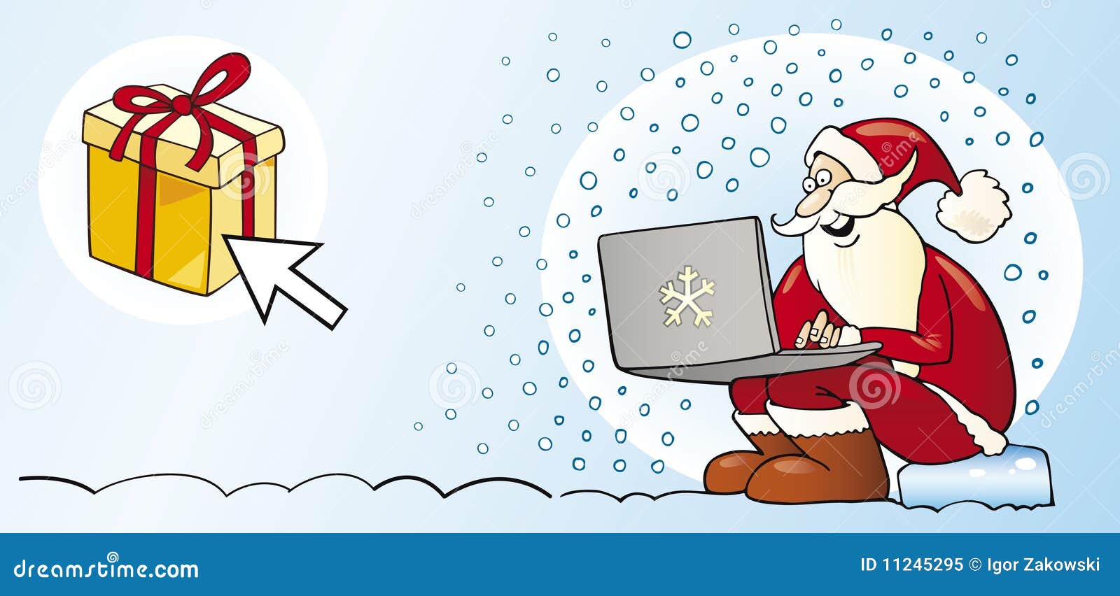 Santa Claus with Laptop Christmas Card Stock Vector - Illustration of ...