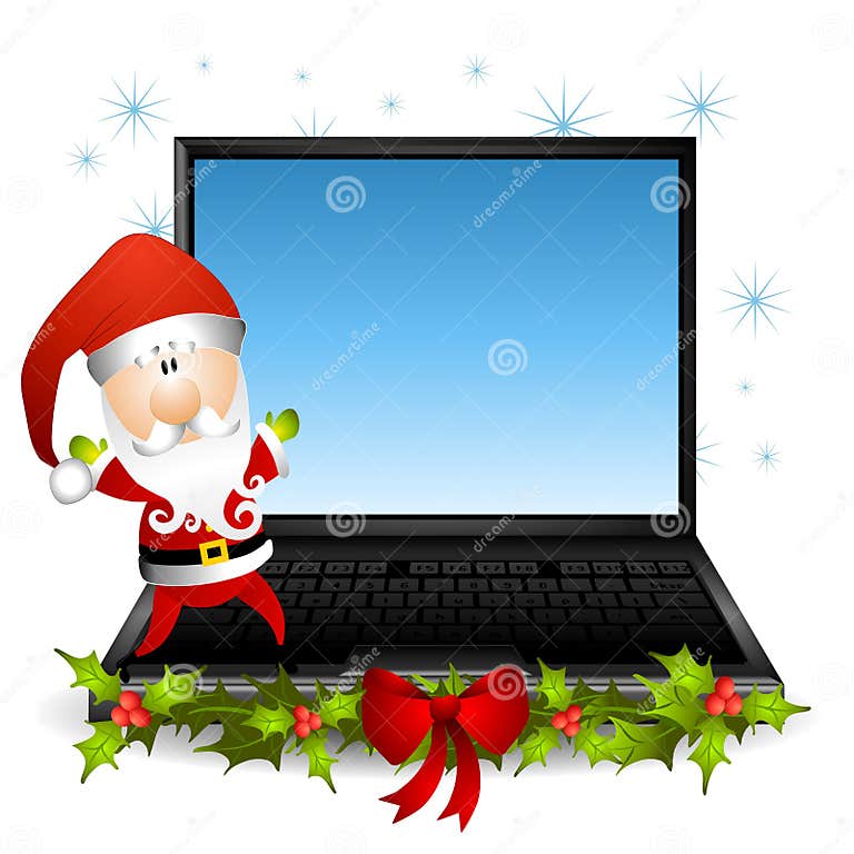Santa Claus Laptop Computer 2 Stock Illustration - Illustration of ...