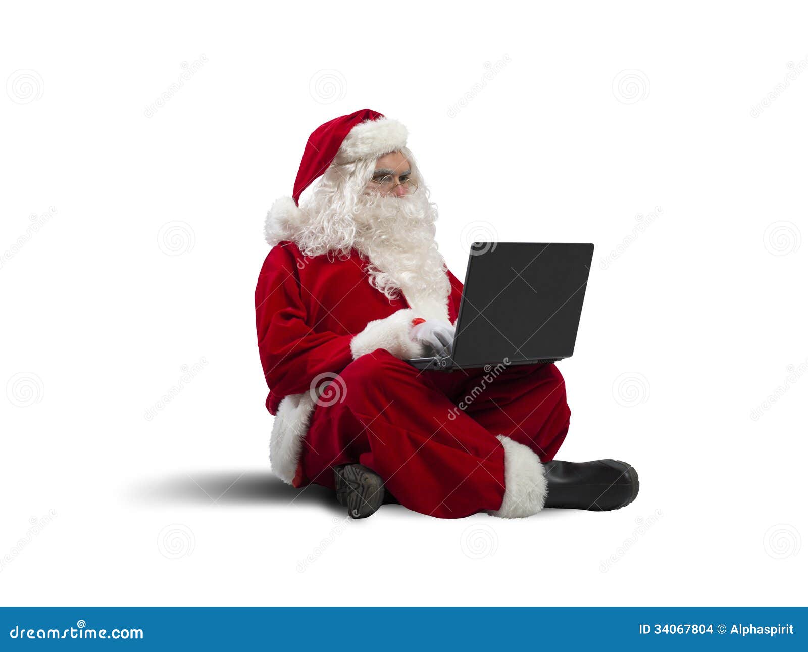 Santa Claus with laptop stock photo. Image of communication - 34067804