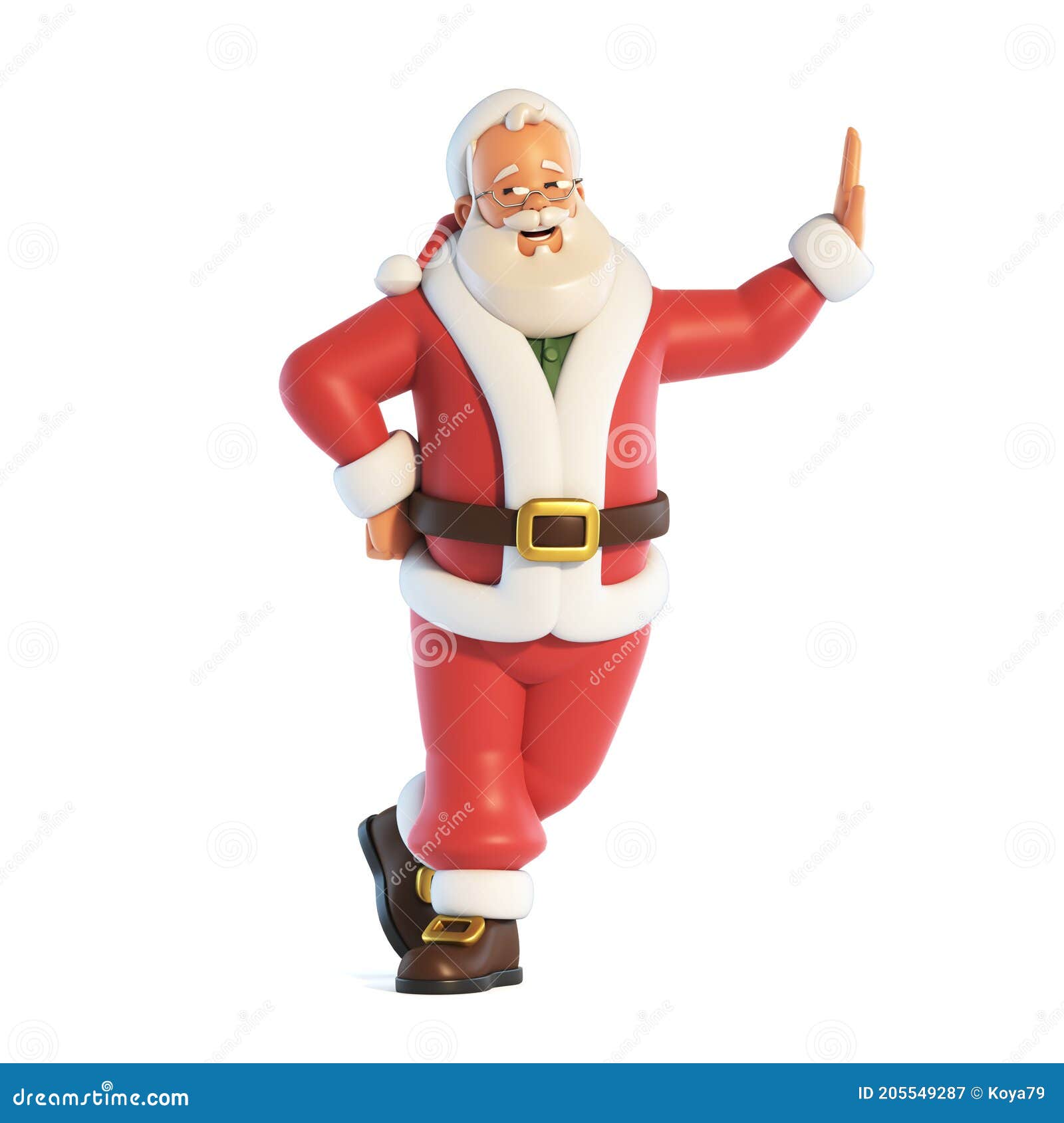 Santa Claus Leaning on White Banner Isolated on White Background 3d ...