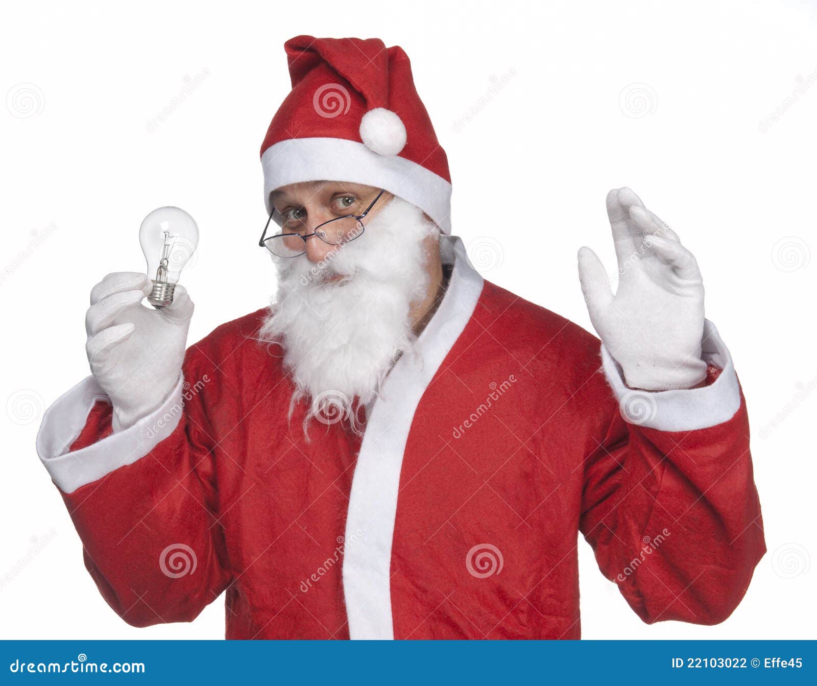 Santa Claus with a Light Bulb Stock Photo - Image of design, horizontal ...