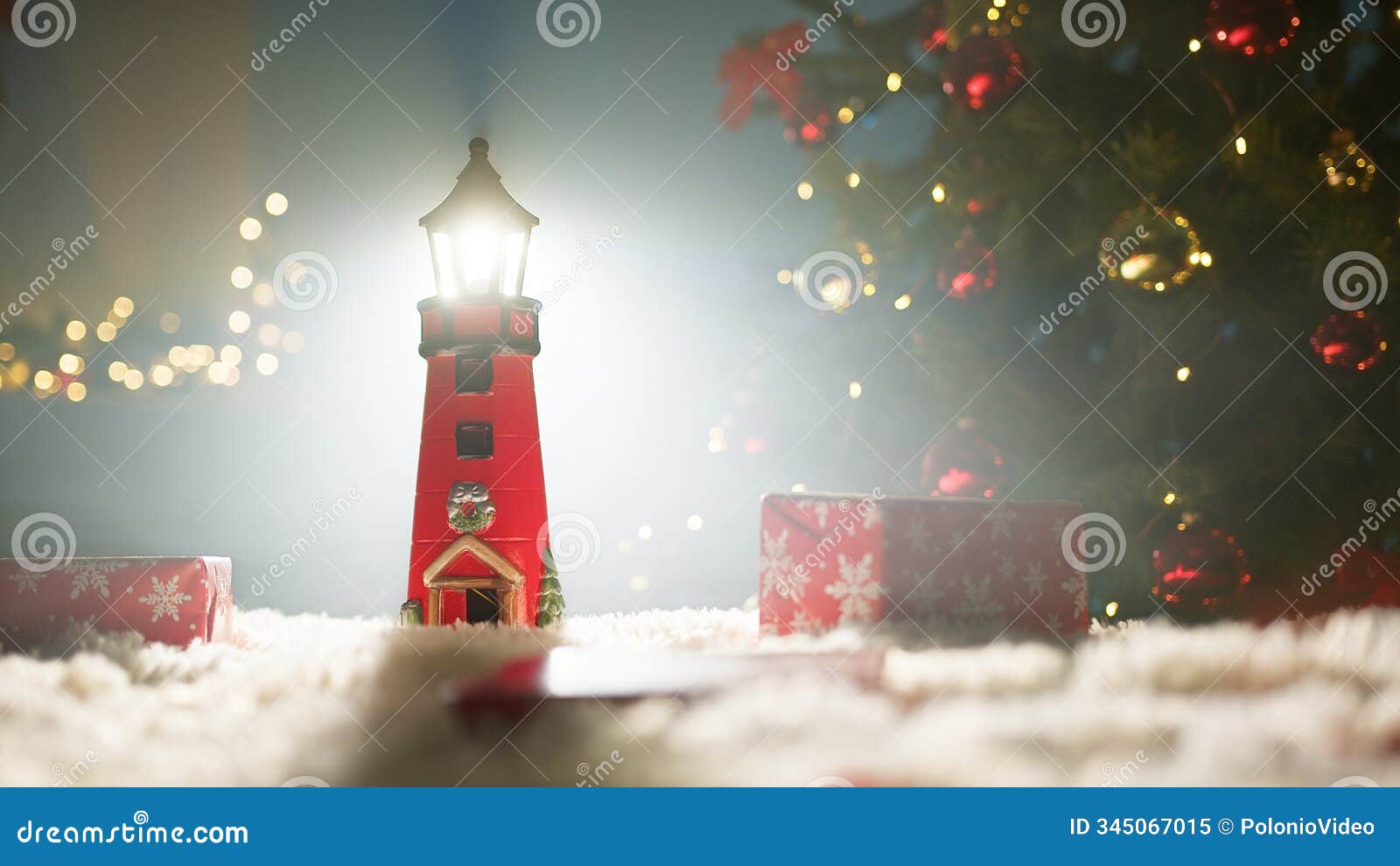 Santa Claus Lighthouse Flashes on Christmas Night Stock Image - Image ...