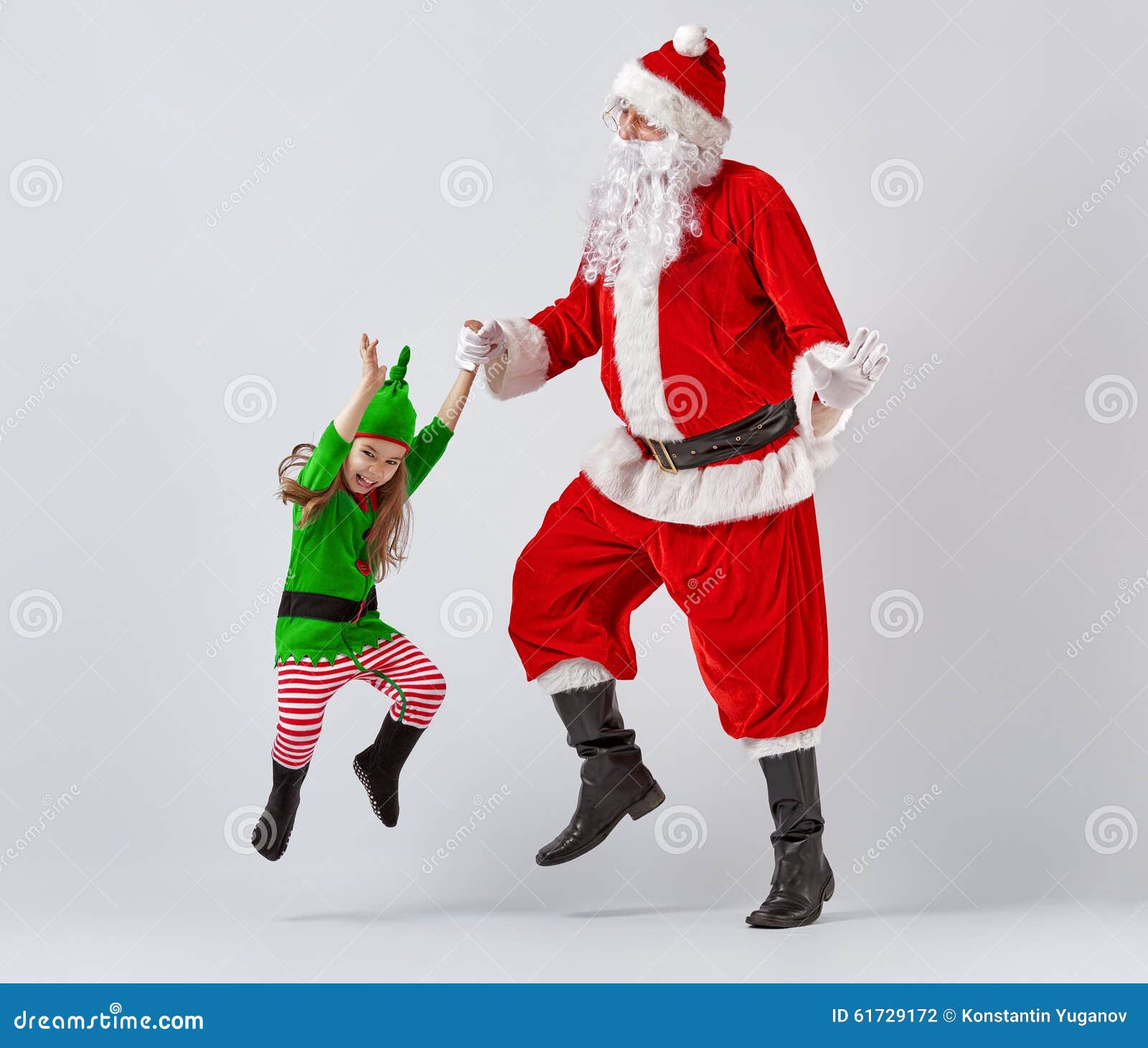 Santa Claus and little elf stock photo. Image of winter - 61729172