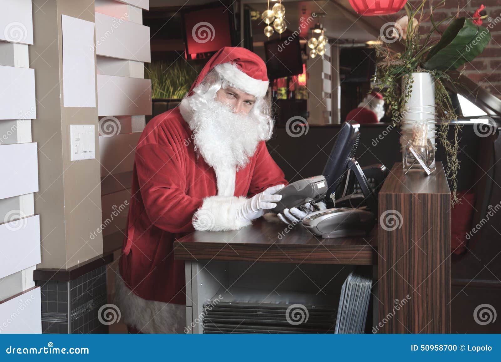 A Santa Claus Looking at Camera in the Bar Stock Photo - Image of claus ...