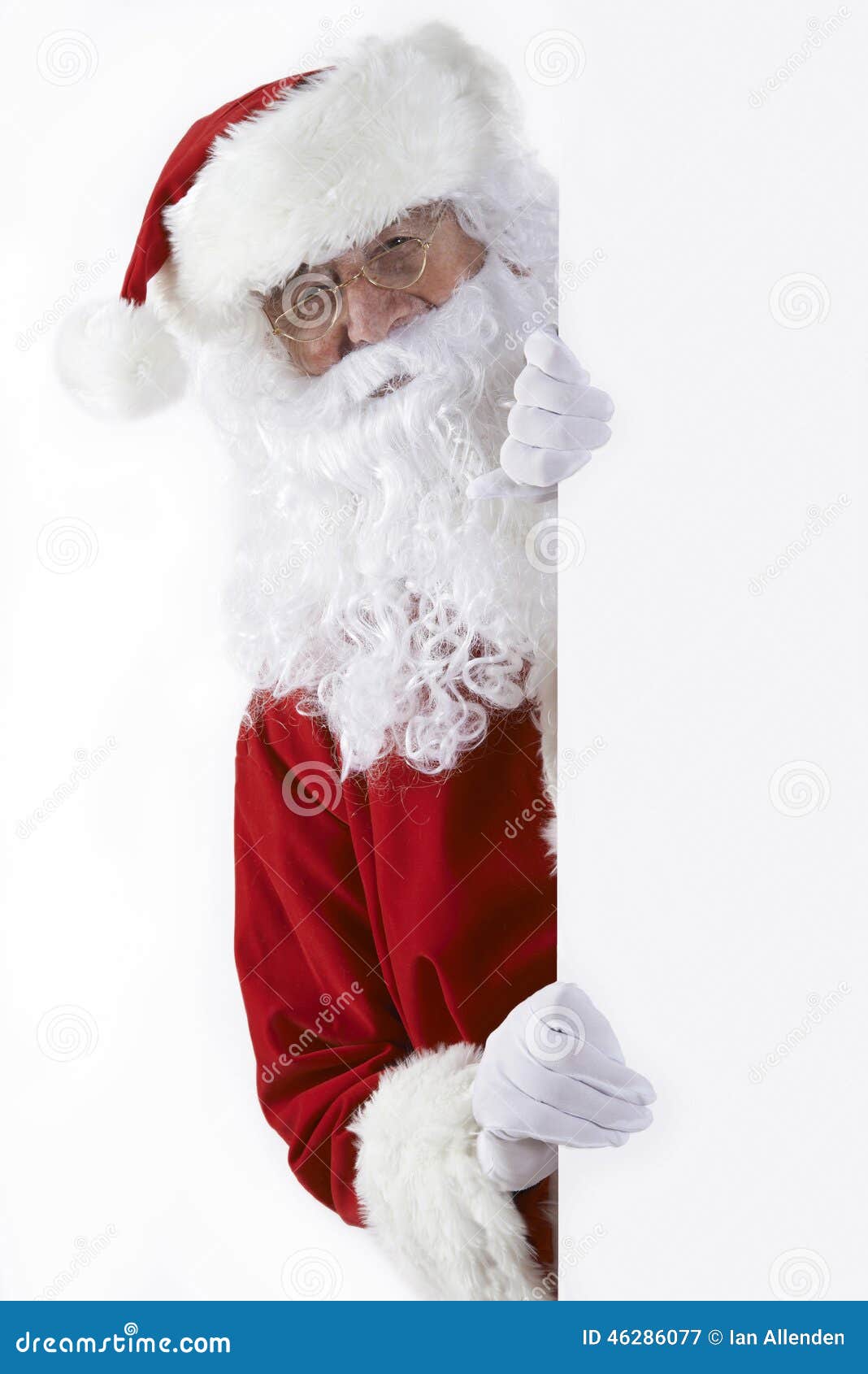 Santa Claus Looking Round Blank White Wall Stock Image - Image of ...